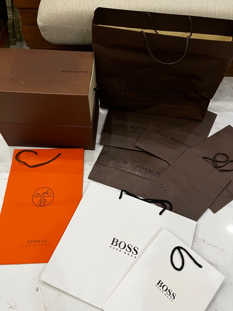 Louis Vuitton paper bags + shoe boxes, Hermes and Hugo Boss paper bags ...