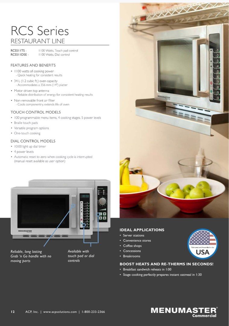 (Menumaster USA) Commercial Microwave Oven, TV & Home Appliances, Kitchen Appliances, Other ...