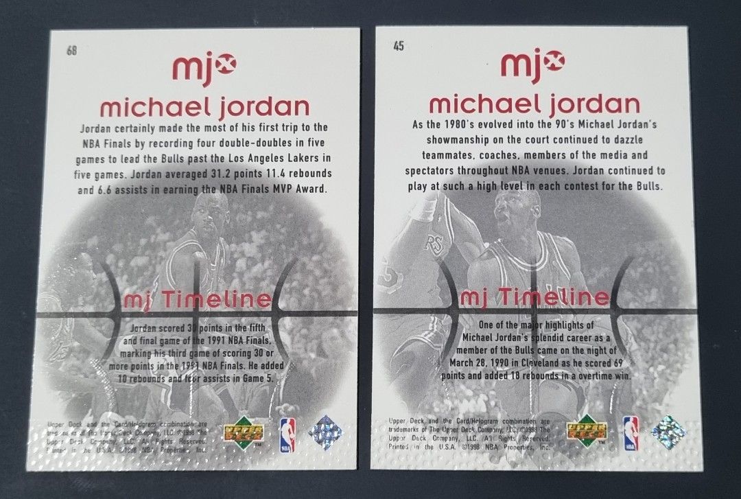 Michael Jordan MJ Timeline Cards, Hobbies & Toys, Toys & Games on Carousell