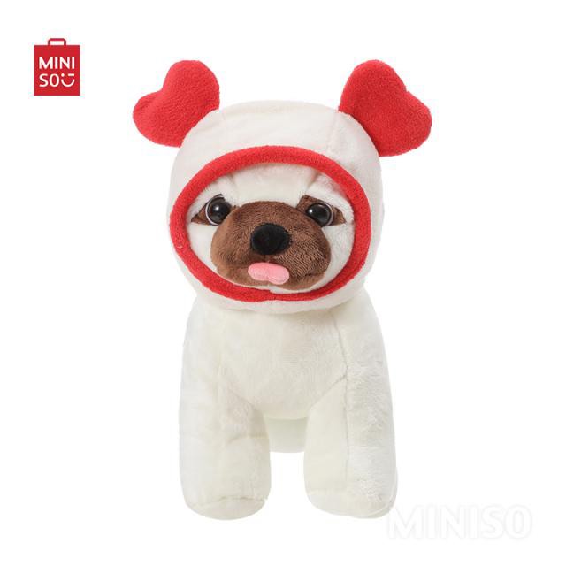 MINISO Pug Love Heart Stuffed Toy Plush with Hood, Hobbies & Toys, Toys ...