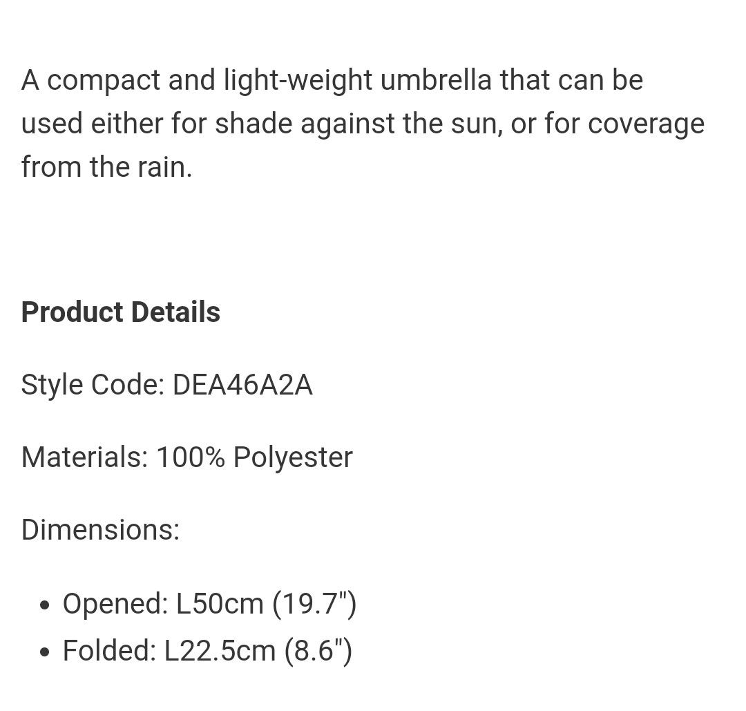 MUJI Lightweight Foldable Umbrella (141g), Beauty & Personal Care, Bath ...