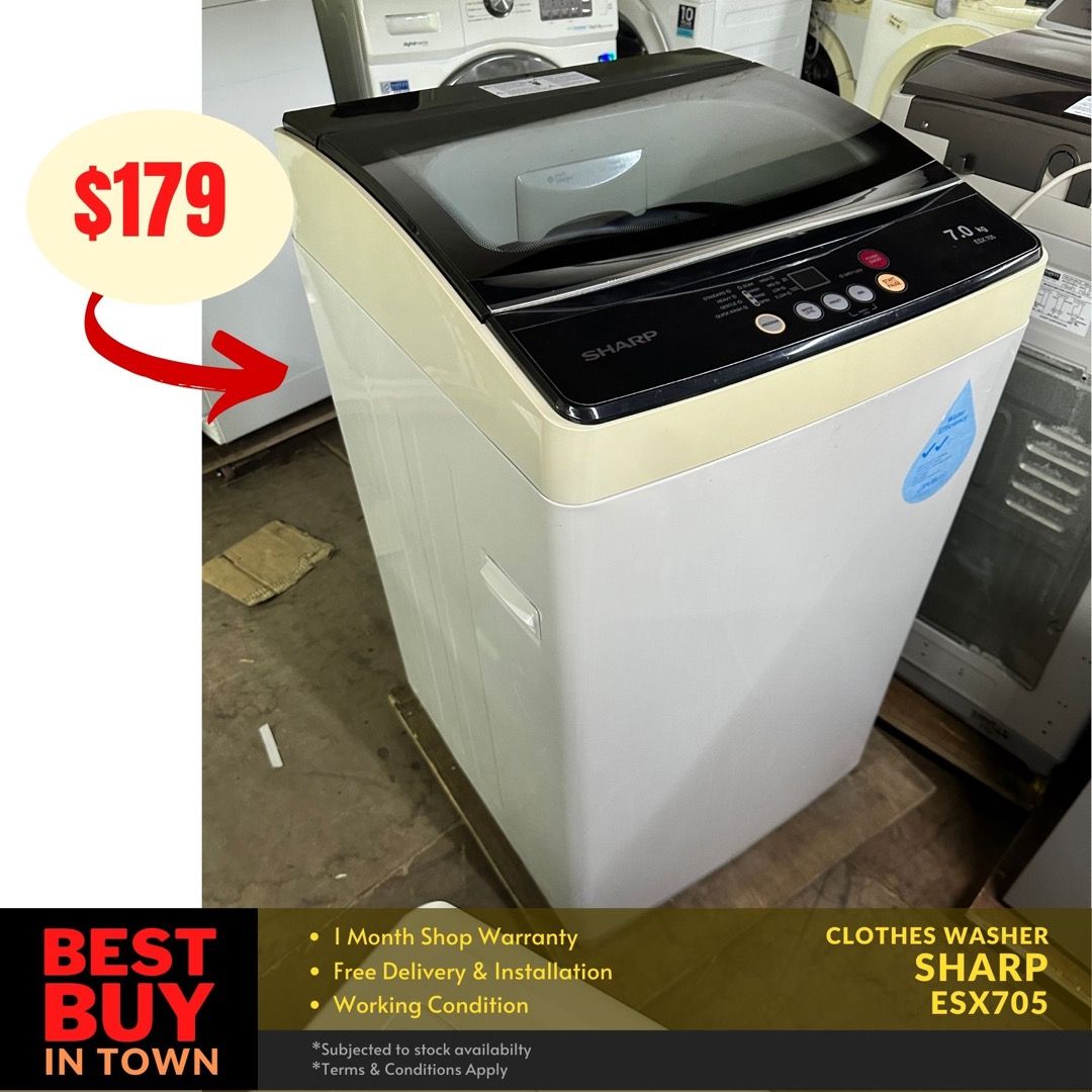 MUST BUY! SHARP 7KG Top-Loader Washing Machine ESX705 (91147), TV ...