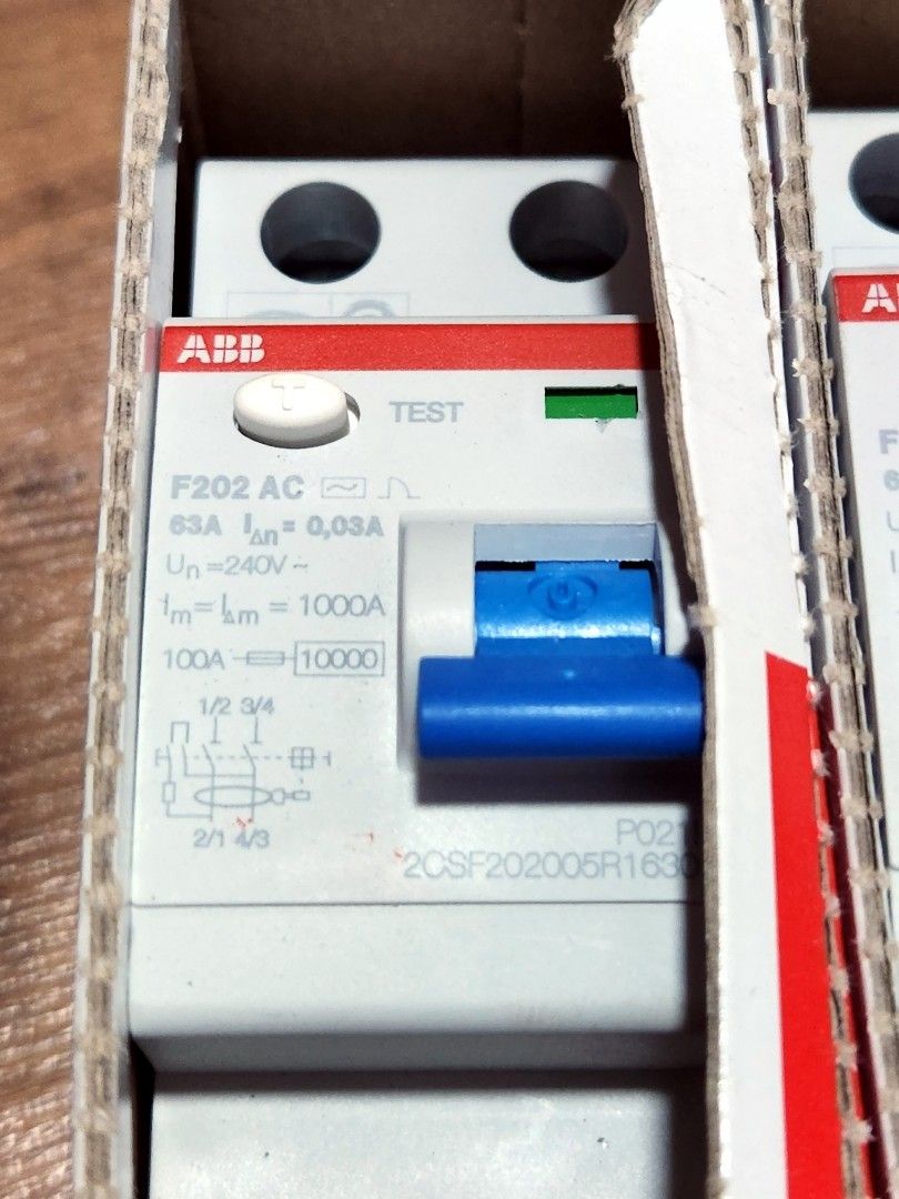 New original ABB ELCB RCCB RCD 30mA F202 AC63 Safety Mark PSB, TV & Home Appliances, Electrical ...
