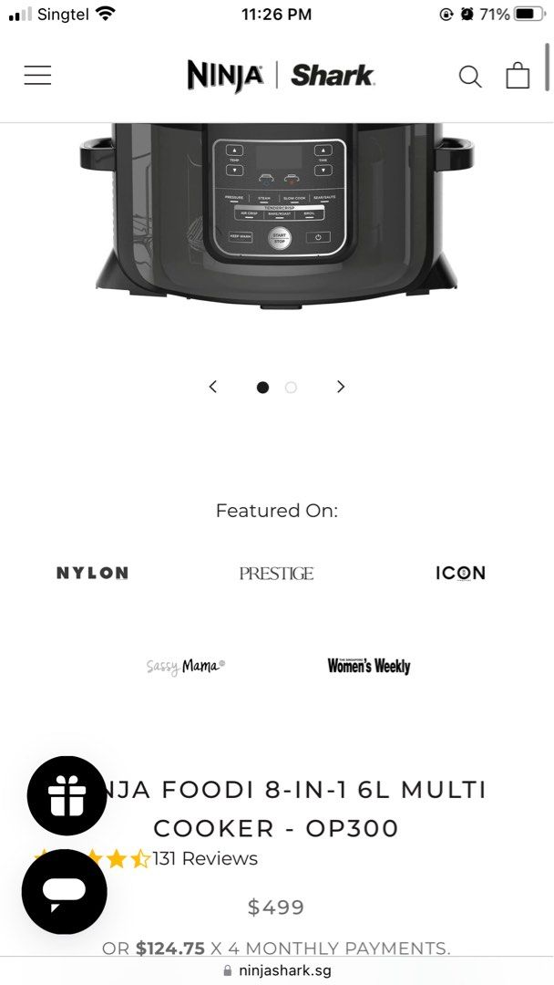 NINJA FOODI 8-IN-1 6L MULTI COOKER, TV & Home Appliances, Kitchen ...
