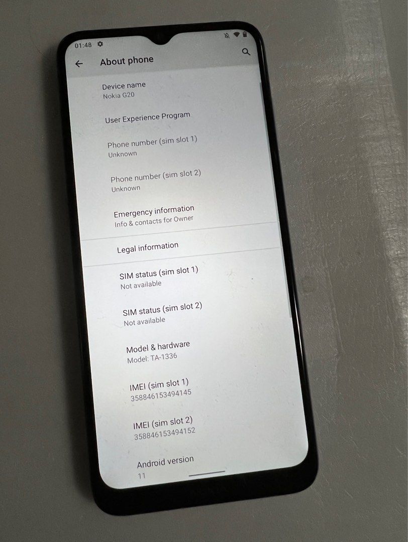Nokia G20 (64GB) Dual sim , Model#TA-1336, 手提電話, 手機, Android 安卓手機 ...