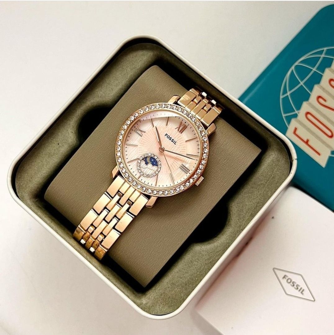 Original Fossil Jacqueline Sun Moon Multifunction Rose Gold-Tone ...