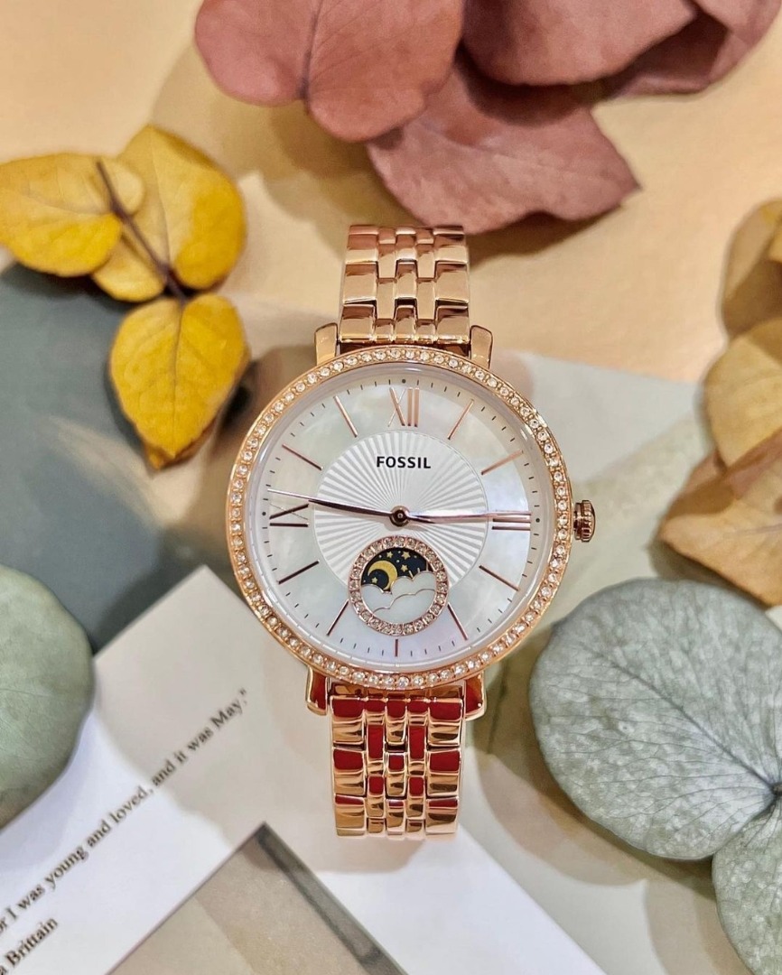 Original Fossil Jacqueline Sun Moon Multifunction Rose Gold-Tone ...