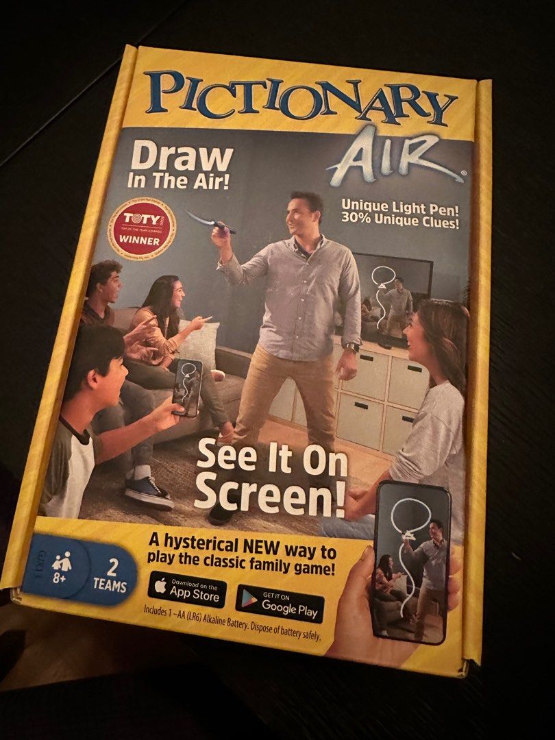 Pictionary Air Drawing Game, Family Game with Light-up Pen and Clue ...