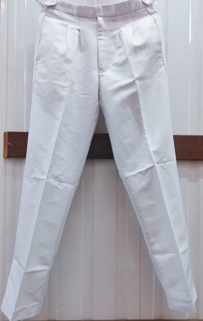 Polyester White School Uniforms Pants, Men's Fashion, Bottoms, Trousers ...
