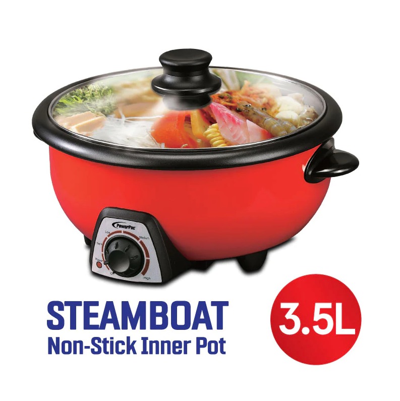 PowerPac Multi Cooker 3.5L 26cm Hot Pot PPMC282 Red (24 Months Warranty ...