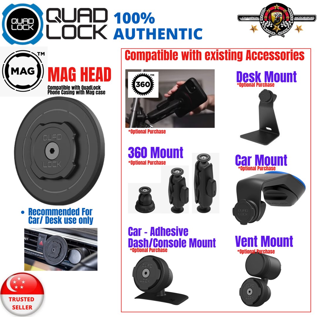 Quad Lock Car/ Desk MAG Head, Mobile Phones & Gadgets, Mobile & Gadget ...