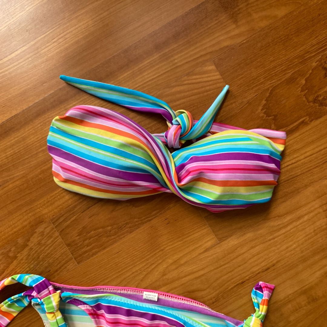 Rainbow Candy Striped Two-piece Bikini Set, Women's Fashion, Swimwear, Bikinis & Swimsuits on ...