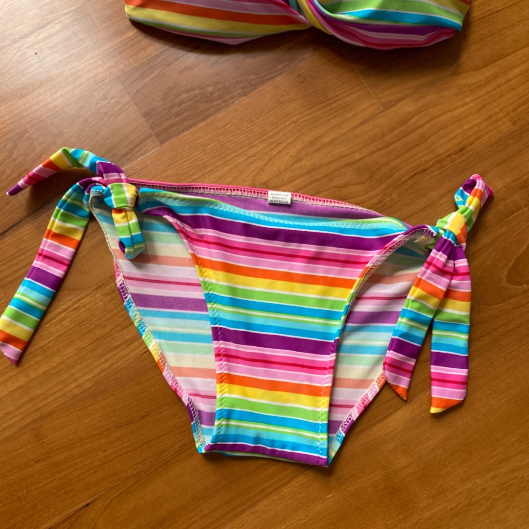 Rainbow Candy Striped Two-piece Bikini Set, Women's Fashion, Swimwear, Bikinis & Swimsuits on ...