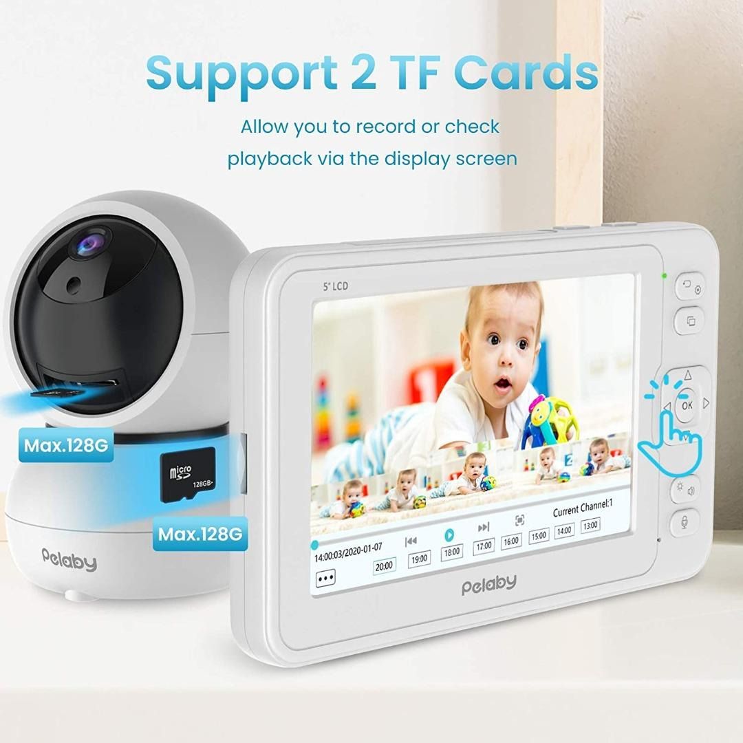 Ready stock! Pelaby Baby Monitor with Camera and Audio, Wide Angle ...
