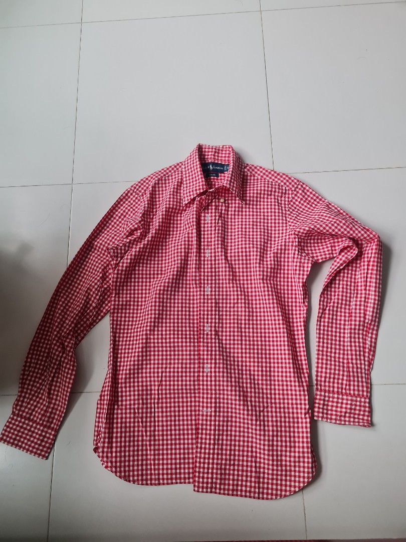 Red Checkered Formal Shirt, Men's Fashion, Tops & Sets, Formal Shirts ...