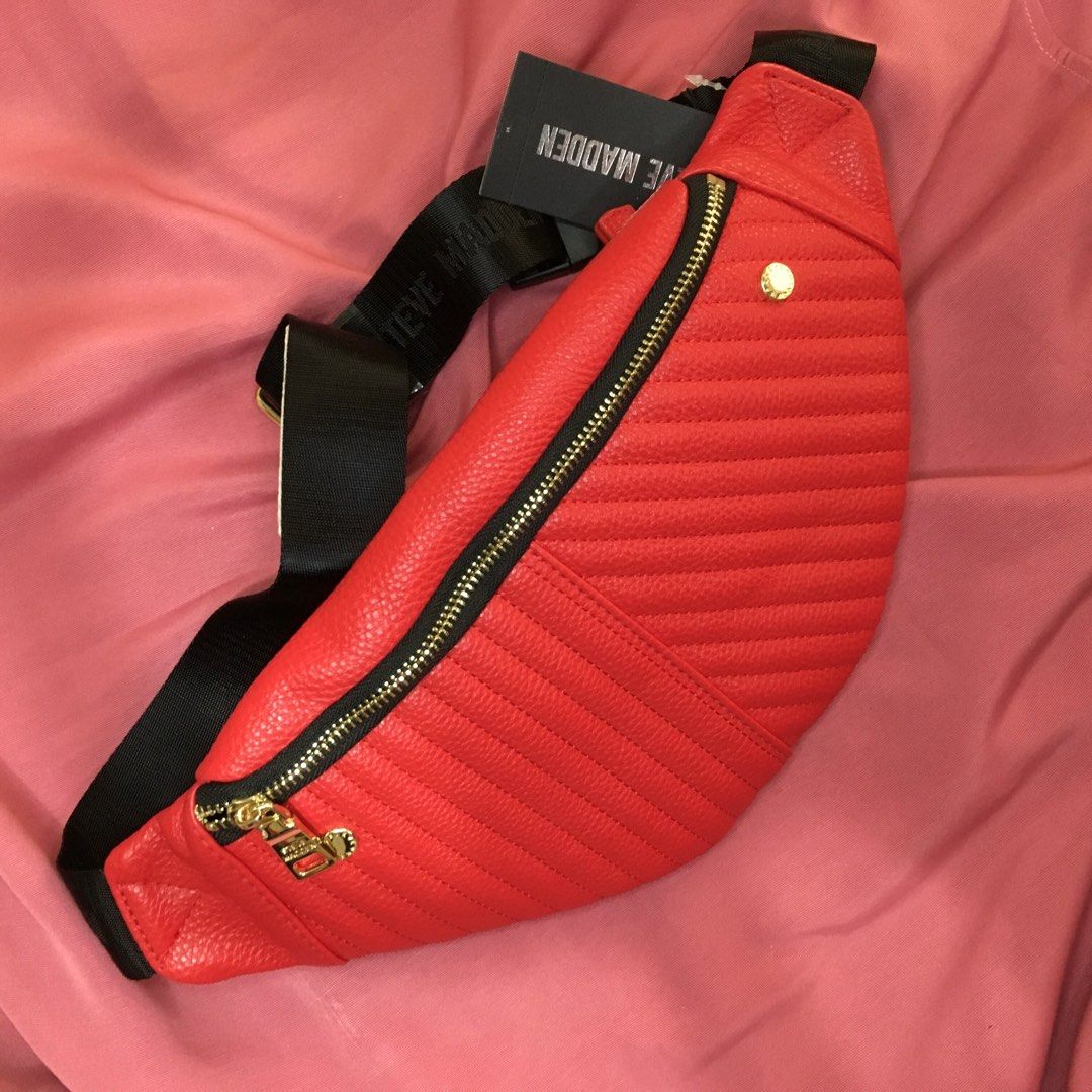 Red Steve Madden Fanny Bag, Luxury, Bags & Wallets on Carousell