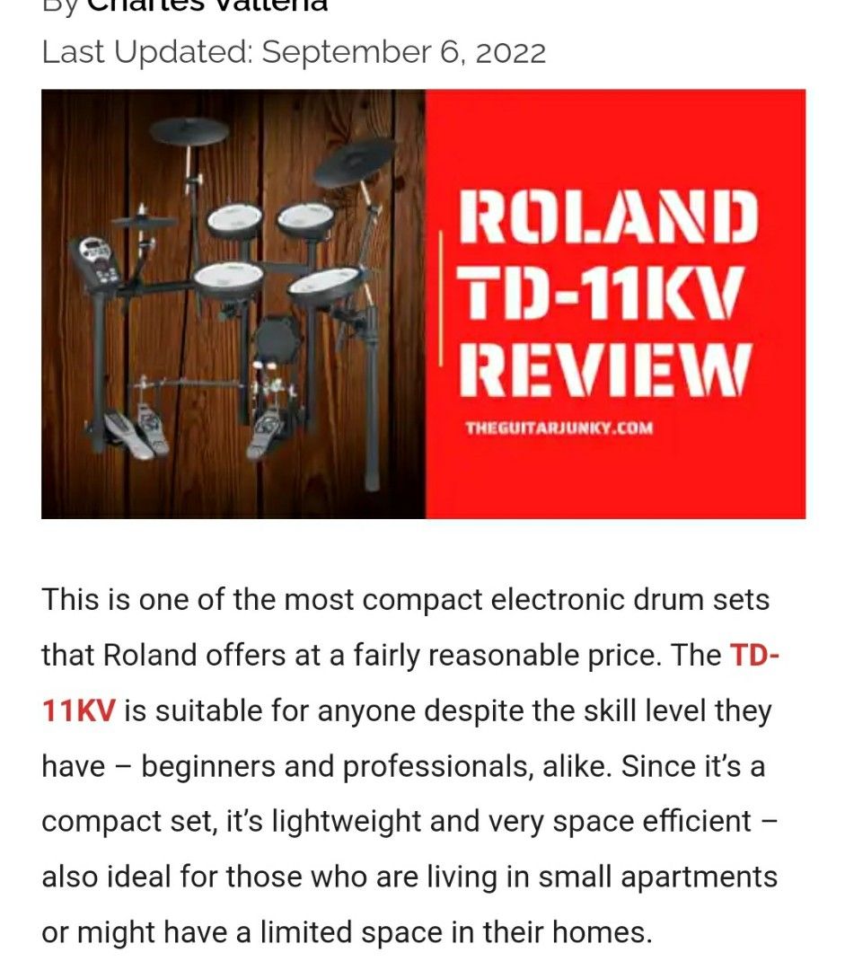 Roland TD-11KV Electronic Drum Set, Hobbies & Toys, Music & Media ...