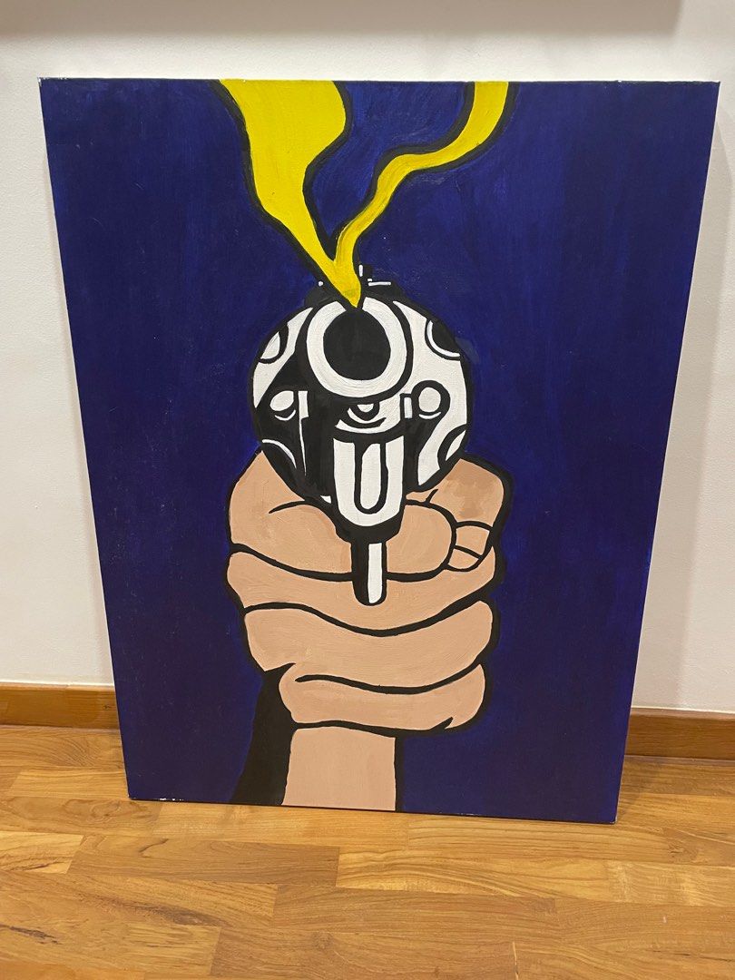 Roy Lichtenstein gun - canvas painting, Hobbies & Toys, Stationery ...