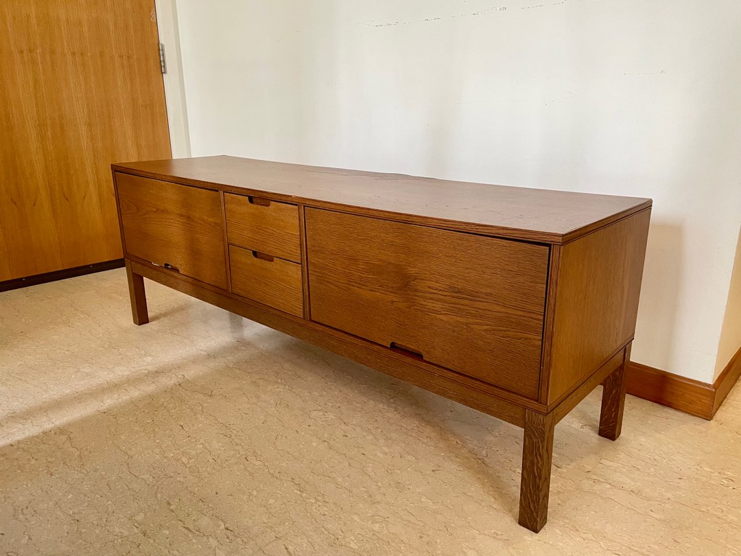 Scandinavian TV console, mid-century style, oak/walnut color, Furniture ...