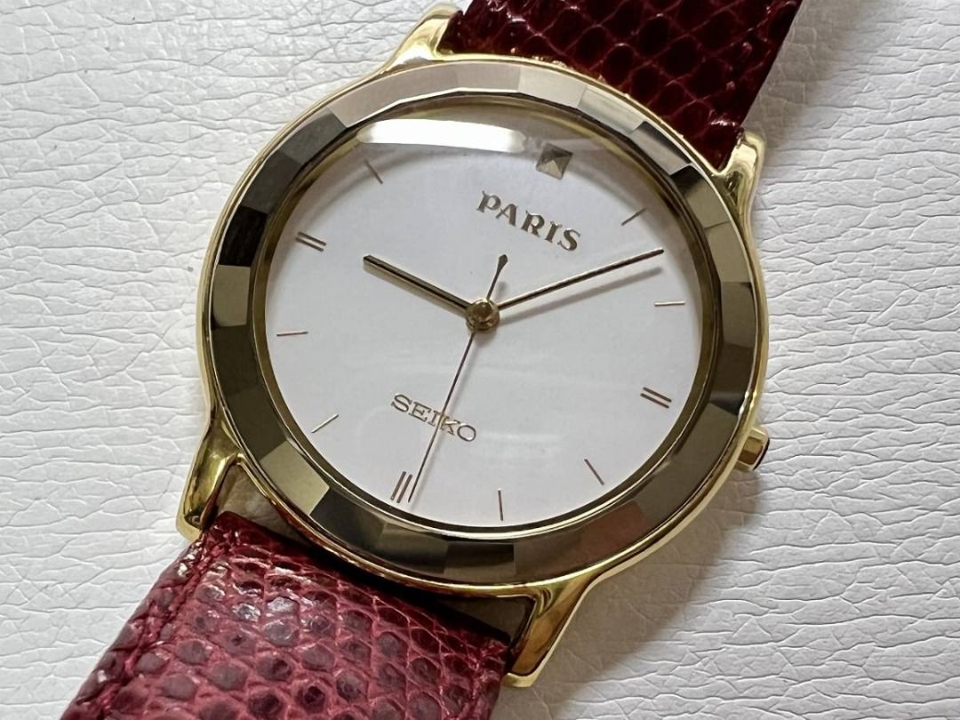 Seiko PARIS 30 週年5S21-604A 掃秒白色錶盤QZ, 名牌, 手錶 - Carousell