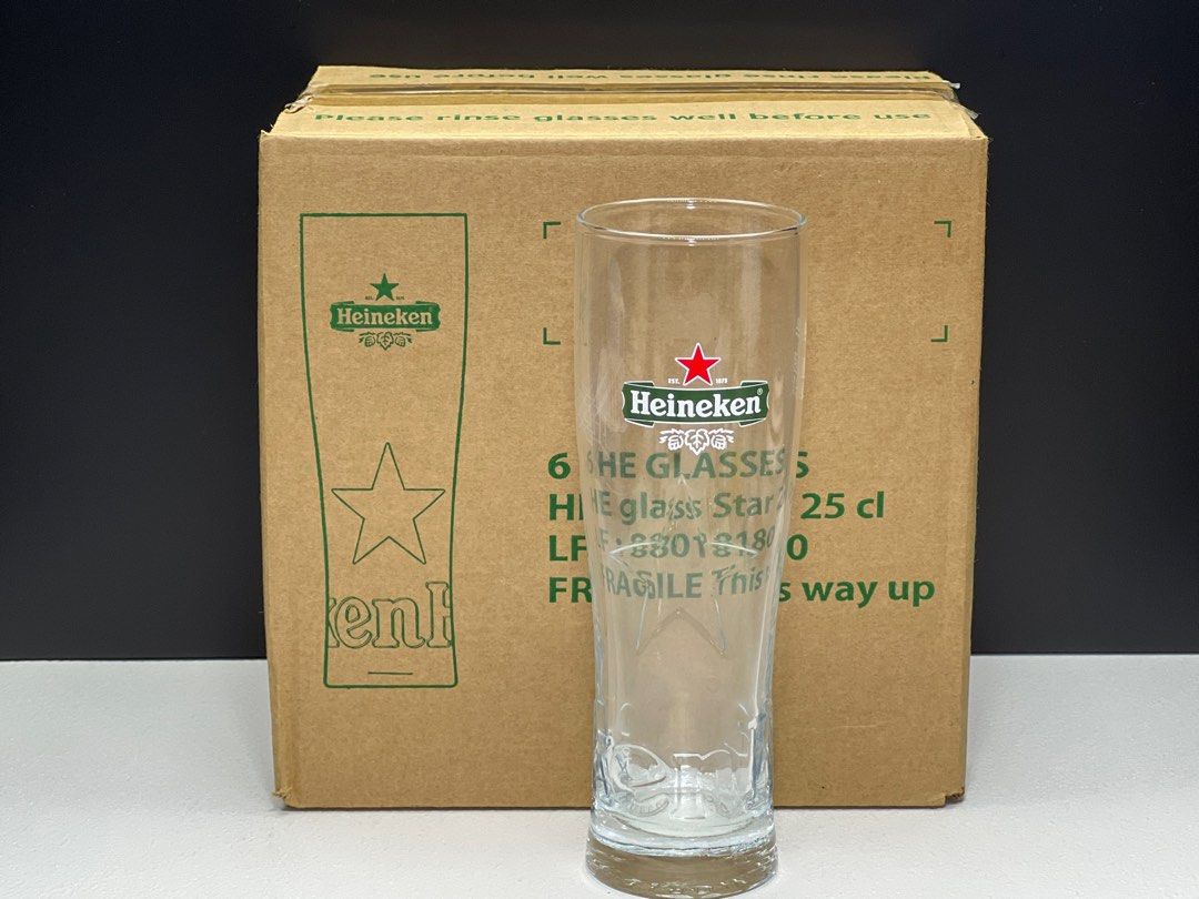 Set of 6 HEINEKEN BEER Glasses 25cl , Furniture & Home Living ...