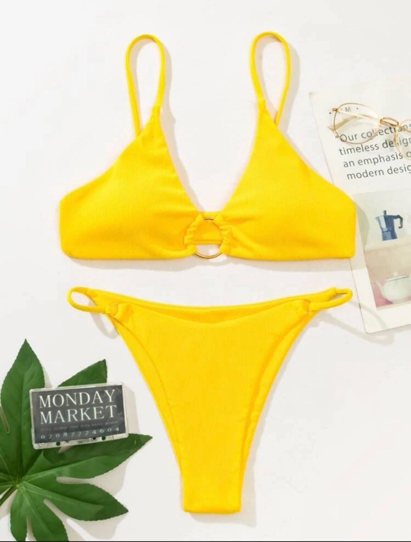 Branded- Shein yellow swimsuit, Women's Fashion, Swimwear, Bikinis ...