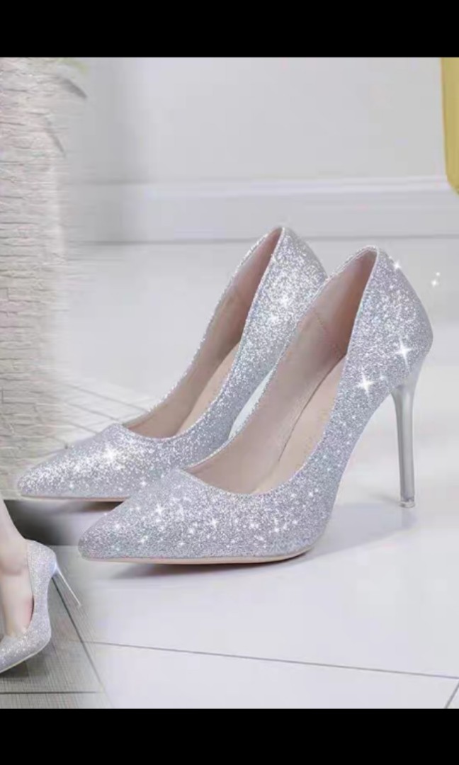 Silver Heels, Women's Fashion, Footwear, Heels on Carousell