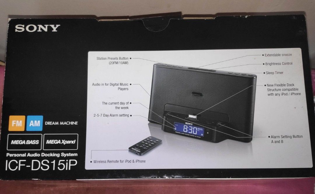 Sony 5-in-1: Speaker with Bass / Alarm / Radio / Digital Clock / Dock ...
