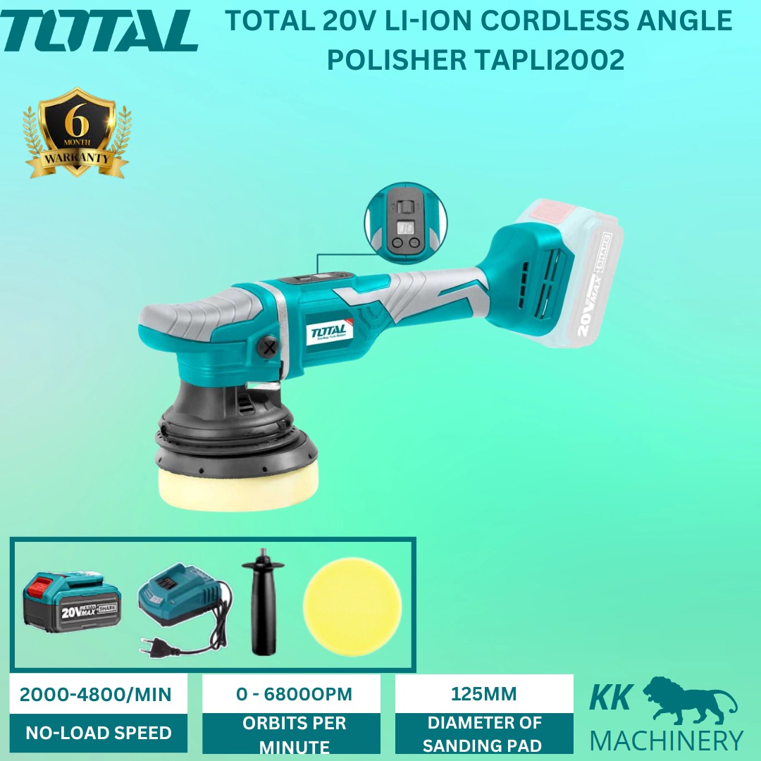Total 20V Li-ion Cordless Angle Polisher TAPLI2002, Furniture & Home ...