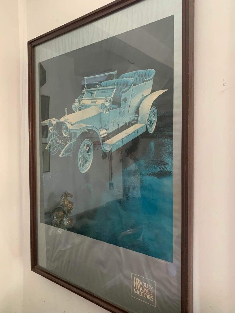 VINTAGE SOLID WOODEN FRAME ROLLS ROYCE, Furniture & Home Living, Home ...