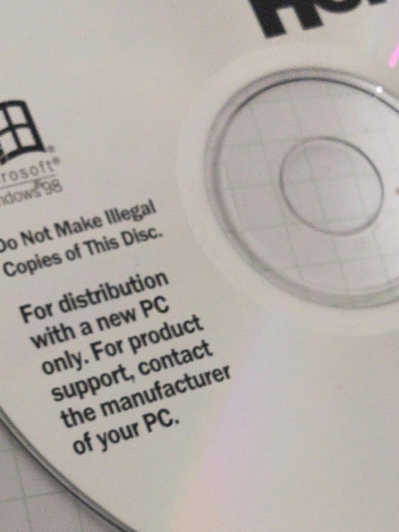 vintage "Windows 98" disc for CD Rom./ Original from 1998/Cool display ...