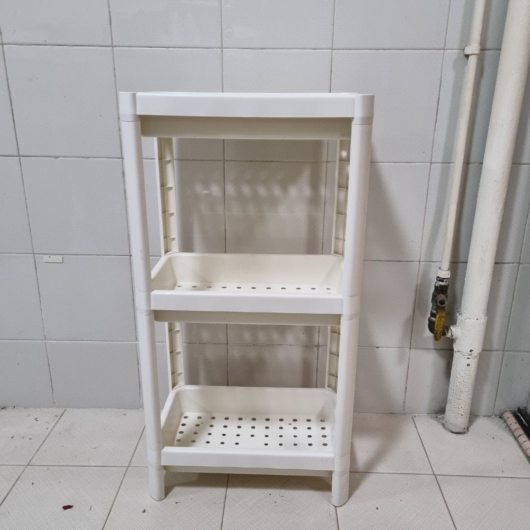 White plastic shelving / rack - 3tiers, Furniture & Home Living ...