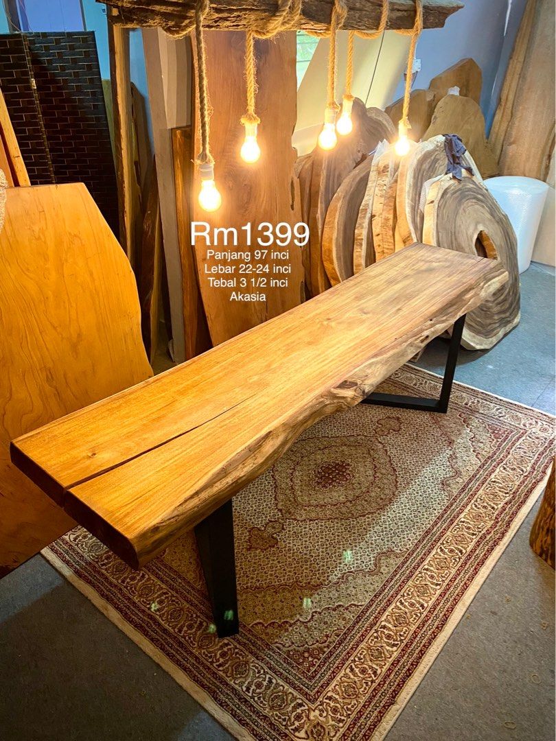 Akasia Dining Table Solid Wood, Furniture & Home Living, Outdoor ...