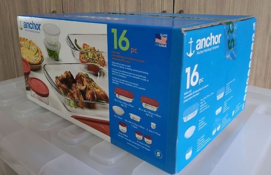 Anchor Hocking 16pc Bake Food Storage Set, Furniture & Home Living ...