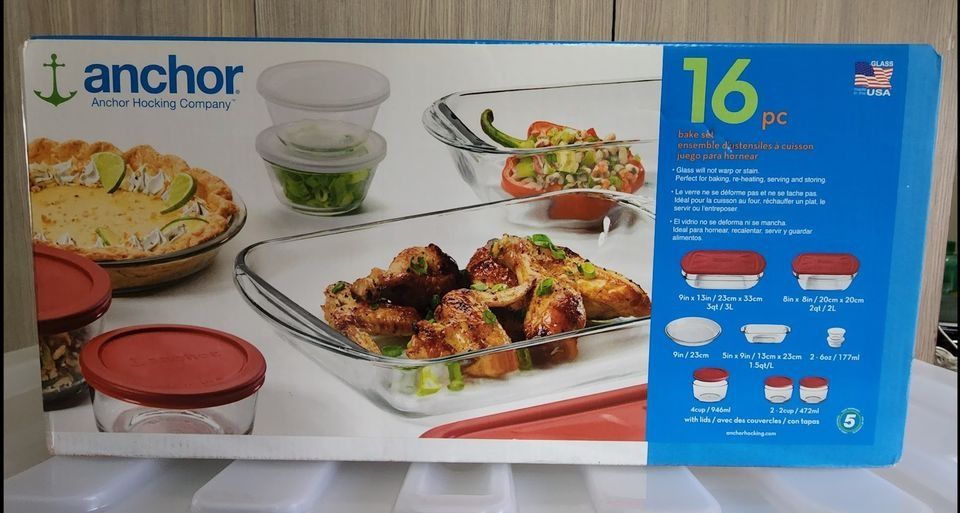 Anchor Hocking 16pc Bake Food Storage Set, Furniture & Home Living ...