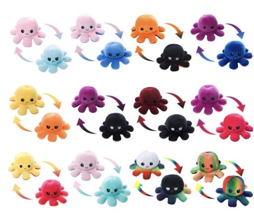 Big Reversible Flip Octopus Plush Toy Gifts Mood Octo 20cm 40cm for ...
