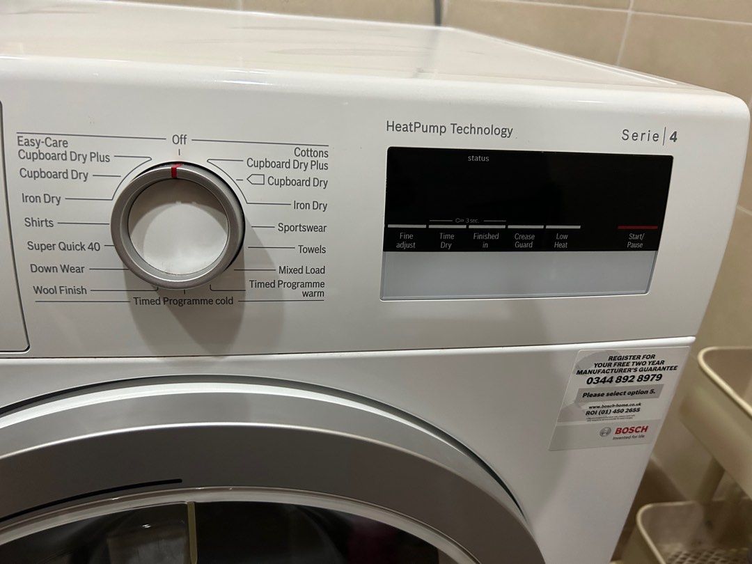 Bosch condenser dryer serie 4 heatpump technology 8kg, TV & Home Appliances, Washing Machines ...