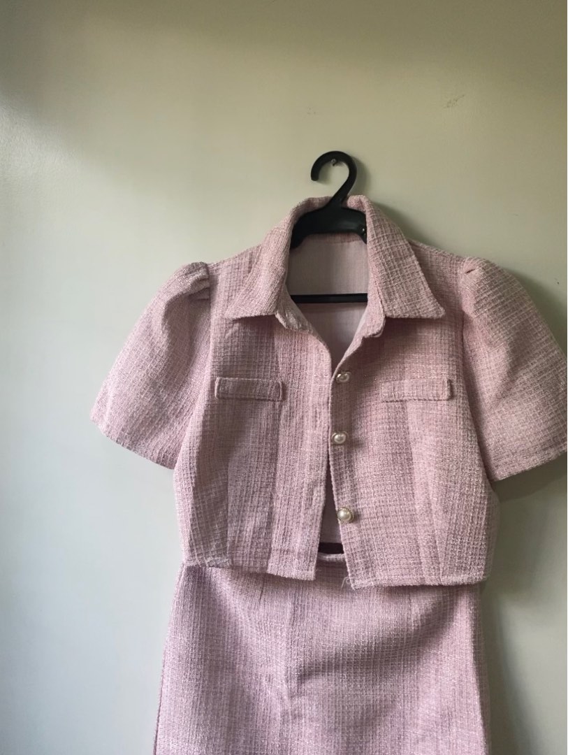 Brand new pink tweed coordinates, Women's Fashion, Dresses & Sets, Sets ...
