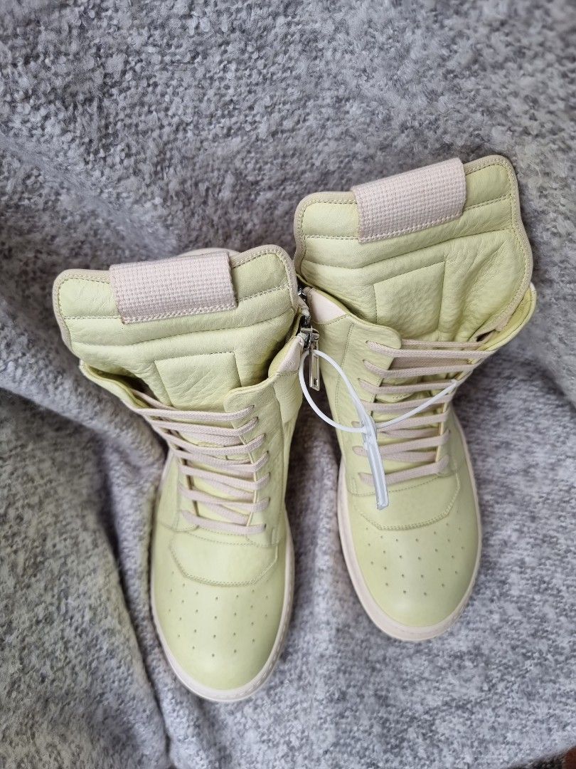 BRAND NEW RICK OWENS LIME GREEN GEO BASKETS 40, Men's Fashion, Footwear ...