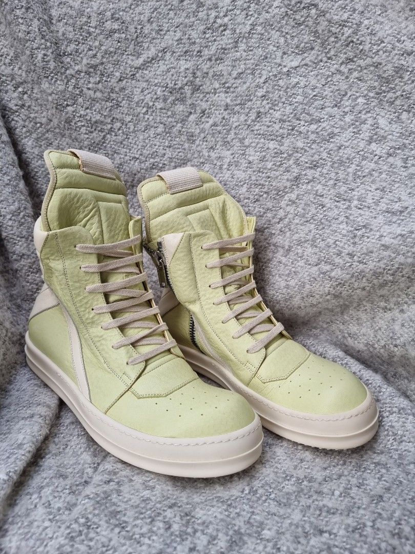 BRAND NEW RICK OWENS LIME GREEN GEO BASKETS 40, Men's Fashion, Footwear ...