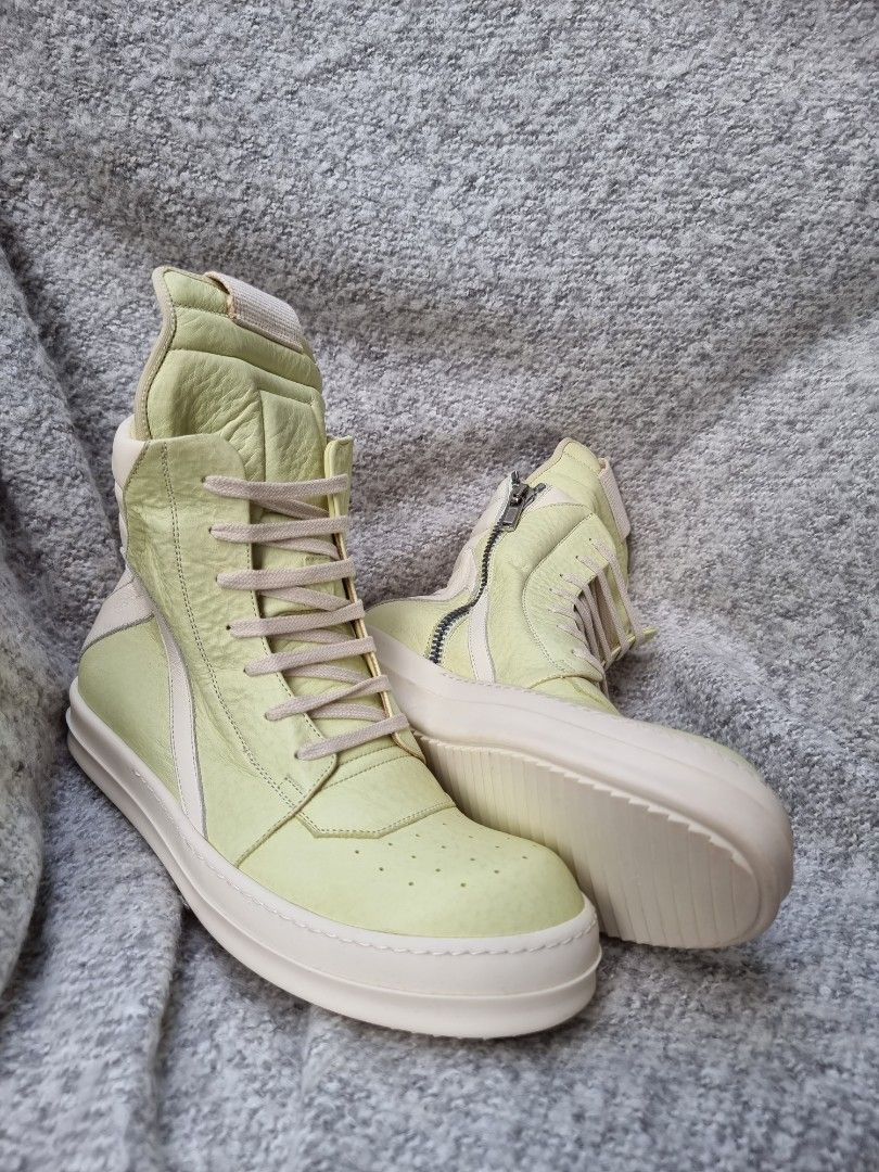 BRAND NEW RICK OWENS LIME GREEN GEO BASKETS 40, Men's Fashion, Footwear ...