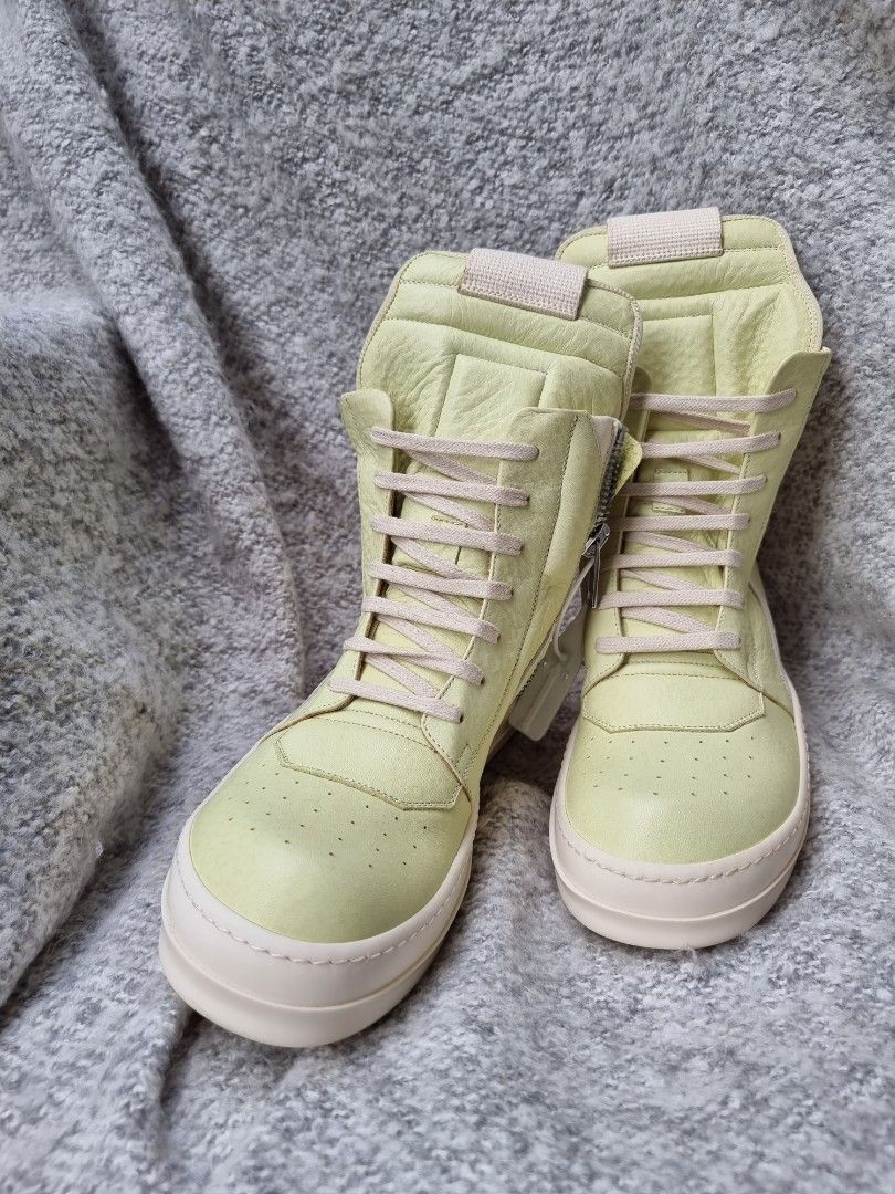 BRAND NEW RICK OWENS LIME GREEN GEO BASKETS 40, Men's Fashion, Footwear ...