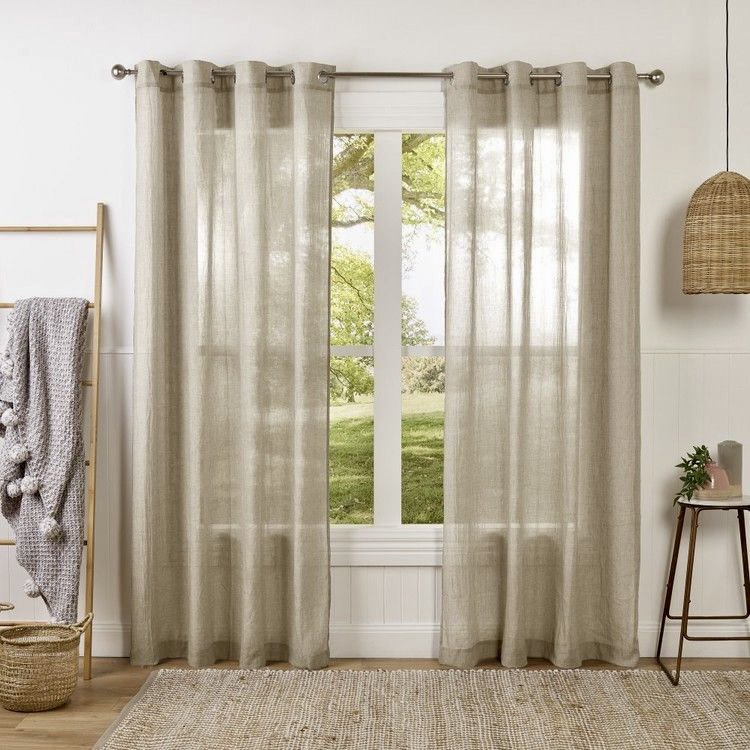 Brown olive sheer curtain for living room bedroom kitchen door ...