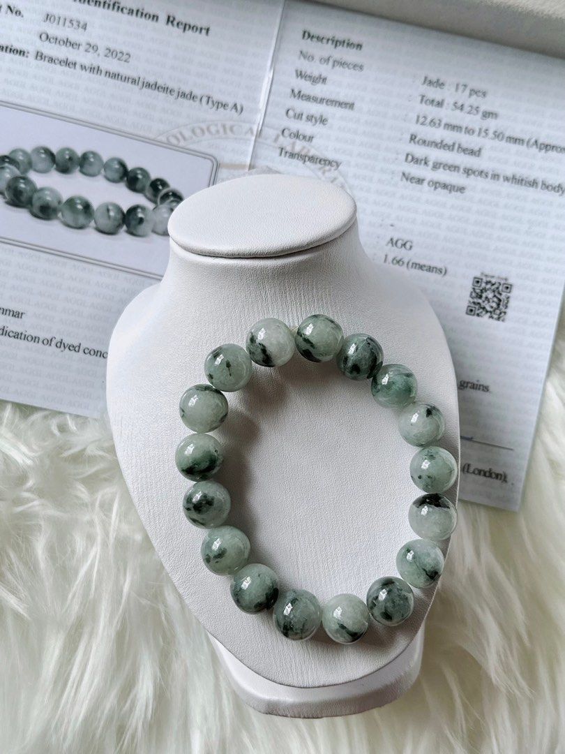 Burmese Jadeite Type A PiaoHua Jade Bracelet with Certificate, Women's ...