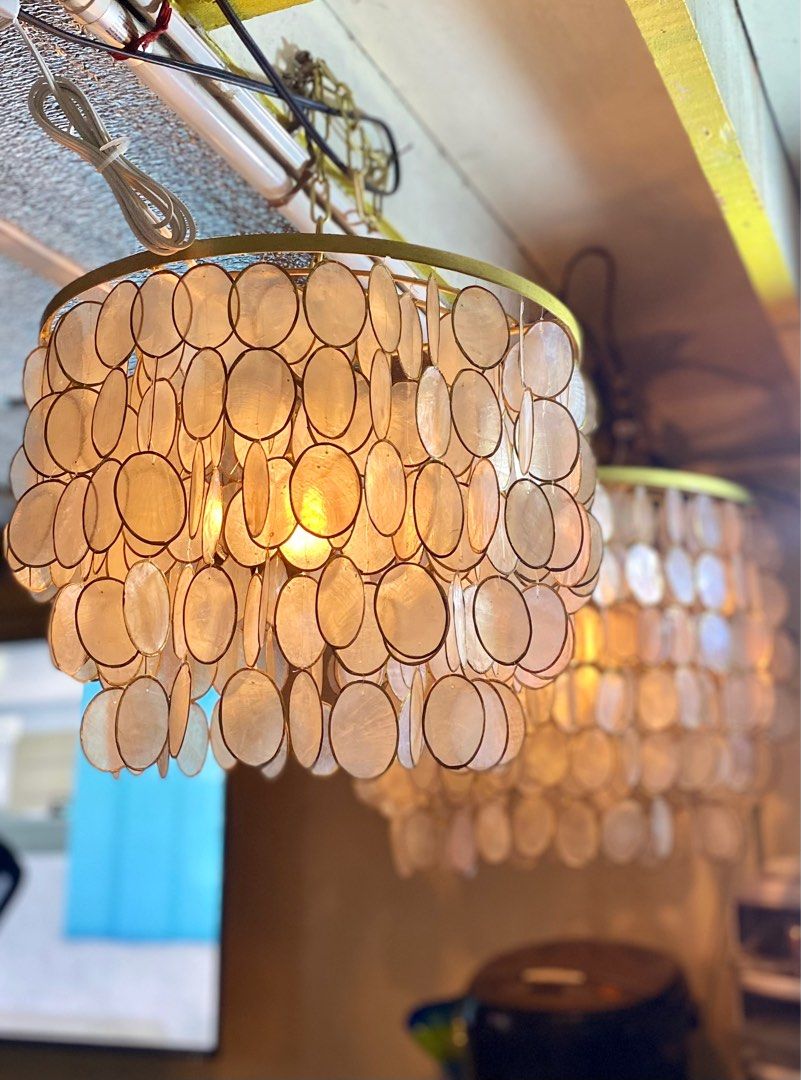 Capiz Shells Chandelier Pendant Light, Furniture & Home Living ...