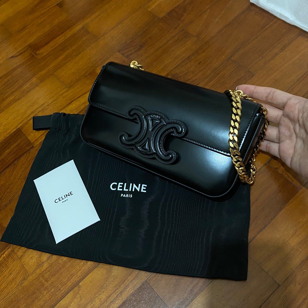 Celine - CHAIN SHOULDER BAG CUIR TRIOMPHE IN SHINY CALFSKIN BLACK ...
