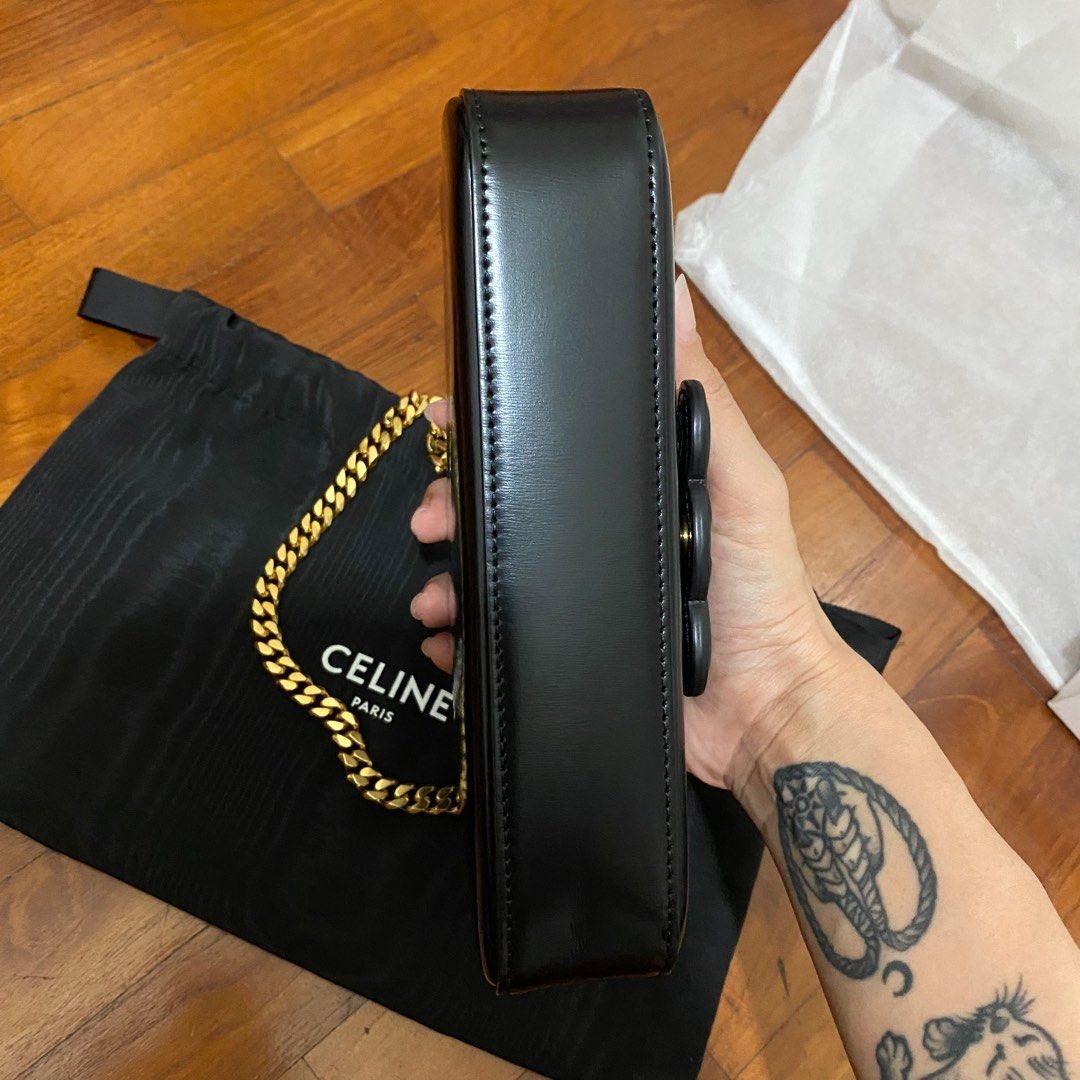 Celine - CHAIN SHOULDER BAG CUIR TRIOMPHE IN SHINY CALFSKIN BLACK ...