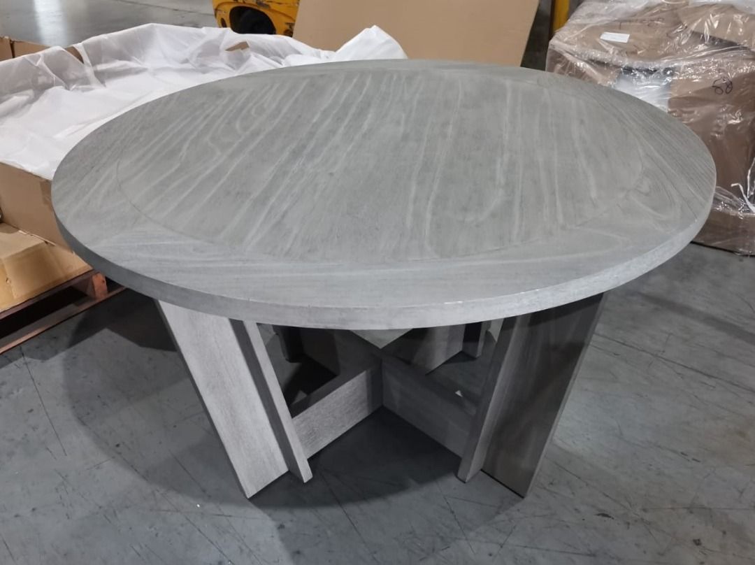 Crate & Barrel TRESTLE Eaves 54" Round Dining Table, Furniture & Home ...
