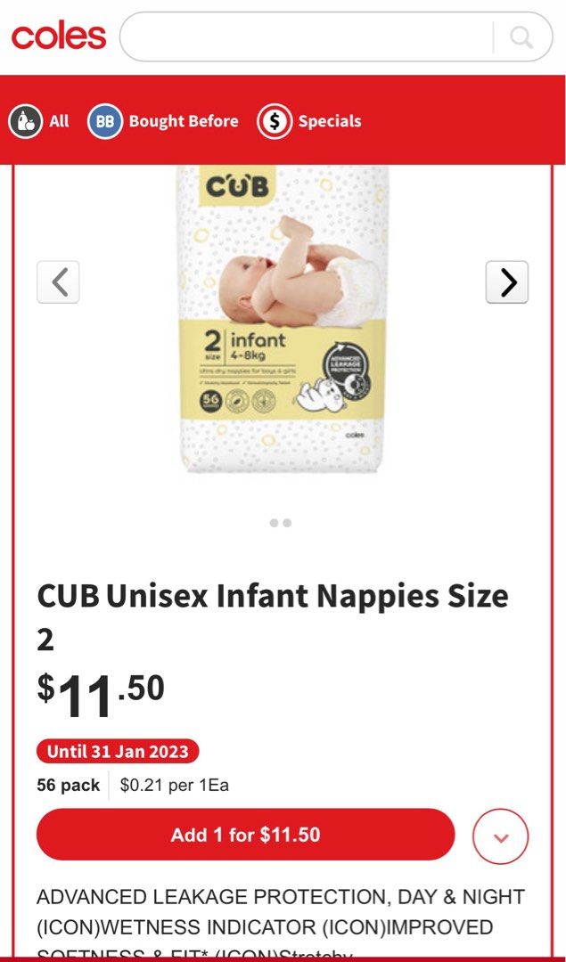 Cub Infant Diaper 4-8kg, Babies & Kids, Bathing & Changing, Diapers ...