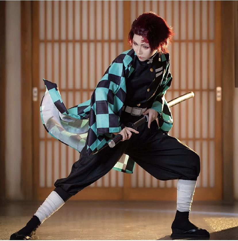 Demon Slayer Costume - Tanjiro (Size S), Men's Fashion, Tops & Sets ...